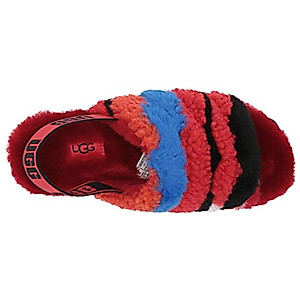 UGG Women's Fluff Yeah Slipper, Red Cali Collage, 6