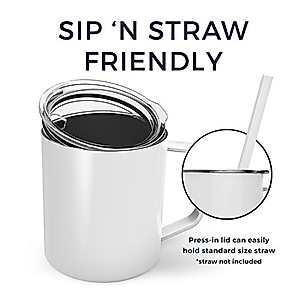 Maars Townie Insulated Coffee Mug, 14 oz | Double Wall Vacuum Sealed Camp Cup - White