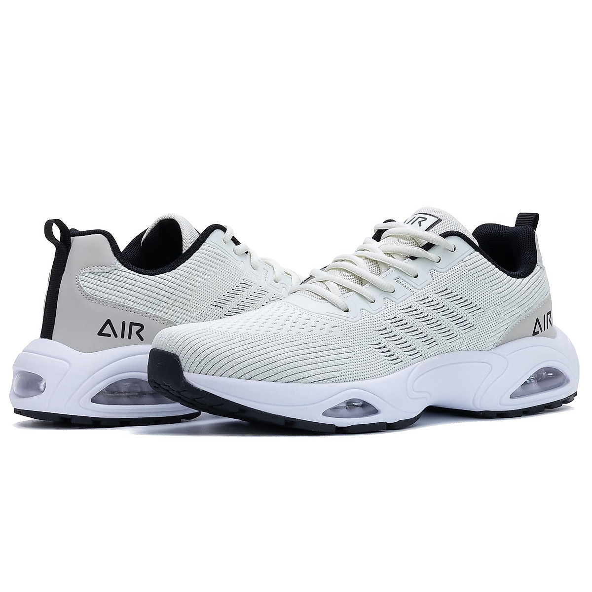 PERSOUL Mens Air Running Shoes Lightweight Breathable Athletic Tennis Gym Jogging Sneakers Beige Size 11.5