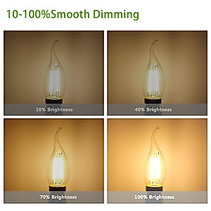 Volxon 5Pack E12 Chandelier Bulb Dimmable 2700k Warm White 600LM Equivalent 60Watt E12 LED Bulb Vintage Filament C35T/CA10 LED Candle Bulbs Suitable for Living and Dining Room