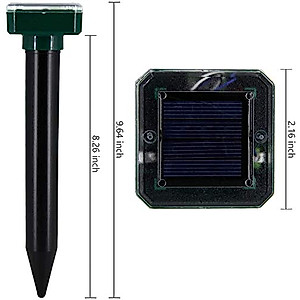 MorTime Solar Powered Mole Deterrent Spikes Outdoor Yard Gopher Vole Deterrent Ultrasonic Groundhog Stake for Lawn Garden (4 Pack)