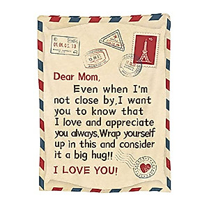 MOWIPOWI to My Mom Blanket from Daughter and Son Mom Blanket,Gifts for Mom,Throw Blanket to My Mom from Daughter Son,Kiss Hug Letter to Mom Airmail Fleece Blanket, Best Mom Ever Gifts,