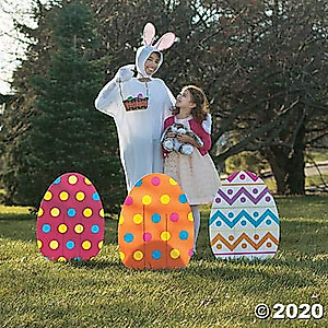 Fun Express Large Plastic Easter Eggs for Yard - Set Of 4 Easter Egg Hunt Made Easy with Jumbo Yard Easter Egg Hunt Sign - Celebrate in Style, Create A Festive Easter Atmosphere with Easter Yard Signs