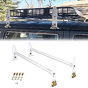 ECOTRIC Adjustable Van Roof Ladder Rack 500LBS 2 Bars for Chevy Dodge Ford GMC Express 77''