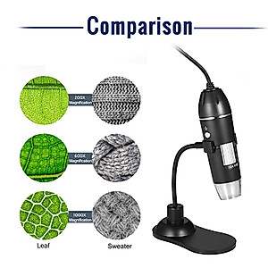Handheld Digital Microscope Accessories Digital Zoom Microscope USB Magnifier 0.3MP Camera 8-LED Light Magnifying Glass 1000X Magnification Microscope Microscope Accessories