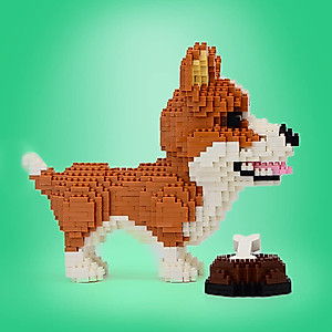 Uvini Building Blocks Pets, Bricks Corgi, Micro Bricks Dog Animal Building Toy Bricks Dog for Kids 10,11, 12, 13, 14, Teens or Adult, 1380 Pieces
