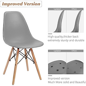 Set of 4 Kitchen Dining Chairs Easily Assemble Modern Fabric Cushion Seat Chair w/Metal Legs Fabric Cushion Side Chairs with Sturdy Metal Legs for Home Kitchen Living Room, Grey