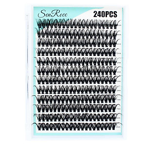 Individual Lashes 14-18mm 240pcs Cluster Lashes D Curl Natural Look Mixed Tray DIY Eyelash Extension Volume Lash Clusters Eyelashes Long 0.07 Individual Lash Extensions (40D-0.07D-14-18mm)