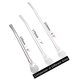 GFDesign Yerba Mate Bombilla Gourd Drinking Filter Straws 304 Food-Grade 18/8 Stainless Steel - Set of 2 with Cleaning Brush - 6" Long