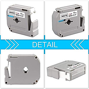 Anycolor Compatible M-K231s Label Tape Replacement for Brother P Touch M Tape M-K231 M231 MK231 12mm 0.47 White, Work with Brother Ptouch PT-M95 PT-90 PT-70 PT-65 PT-85 45 Label Maker Refills, 4-Pack