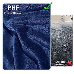 PHF Ultra Soft Fleece Blanket Queen Size, No Shed No Pilling Luxury Plush Cozy 300GSM Lightweight Blanket for Bed, Couch, Chair, Sofa Suitable for All Season, 90" x 90", Navy Blue