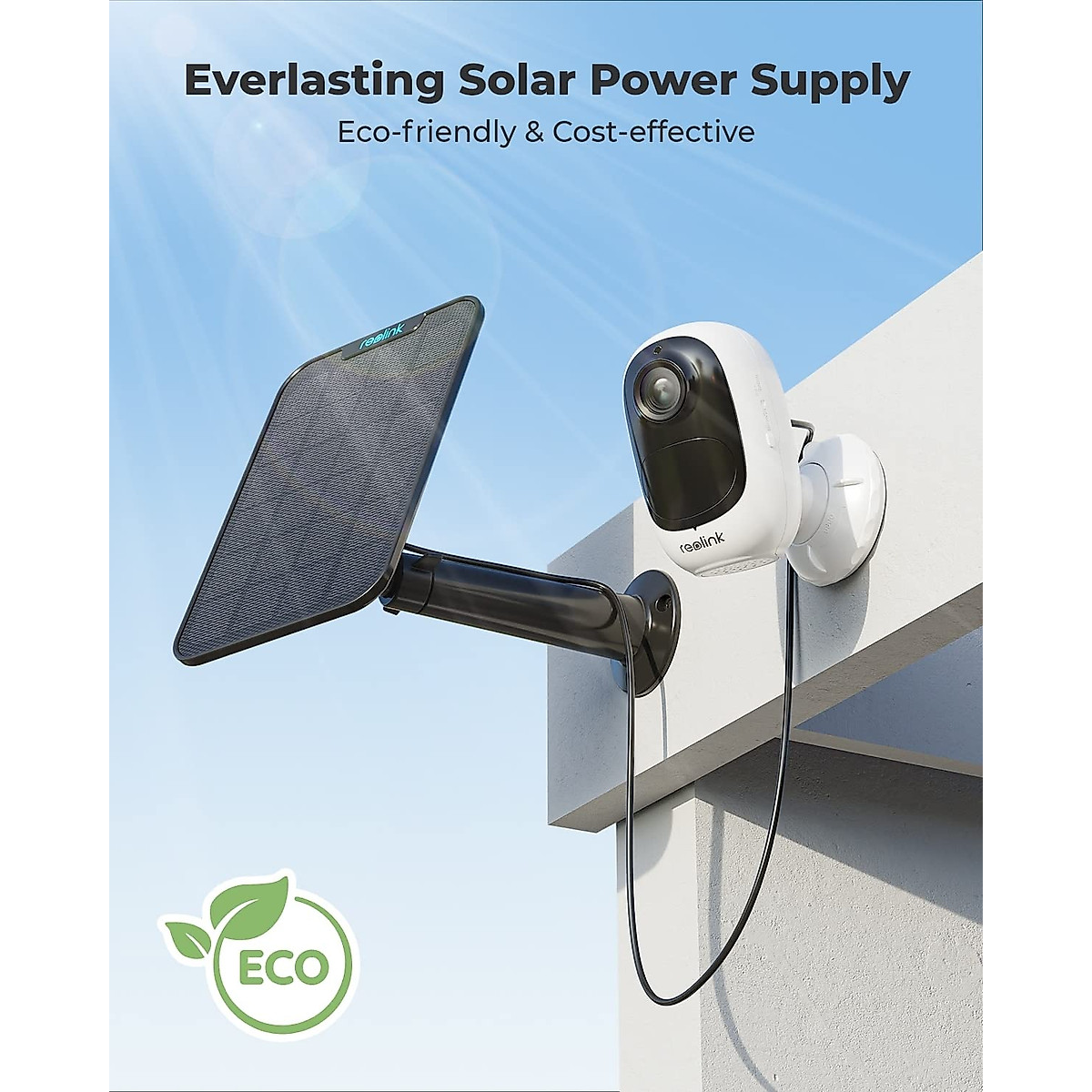 REOLINK 2K Cameras for Home Security Outside, Battery/Solar Powered, Smart Detection, 2-Way Audio, Compatible with Alexa, No Hub Needed, Local SD Storage, Argus PT+ Argus 2E+ Solar Panel