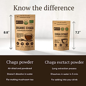 Organic Chaga Mushrooms Powder - Fine Powder to Make Chaga Tea for Immune Defense and More Energy, Organic Chaga is Wild Grown and Sustainably Harvested in Europe, Certified USDA Organic, 100 servings