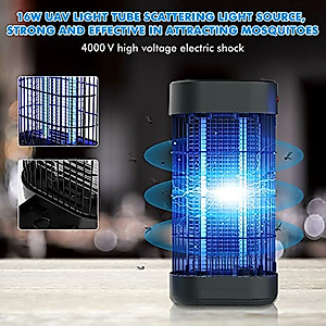 AMUFER Bug Zapper Indoor,Electric Mosquito Zapper with 16W UV Light,4000V Powerful Electric Shock Mosquito Trap, Fly Zapper(Black)