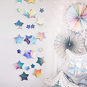 39Ft Glitter Star Garland Banner Hanging Decorations Bling Iridescent Twinkle Star Garland Streamer Kit for Bridal Shower Wedding Baby Shower Christmas Birthday Prom Graduation Party Supplies