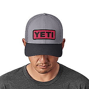 YETI Logo Badge Low Profile Trucker Hat, Black/Harvest Red