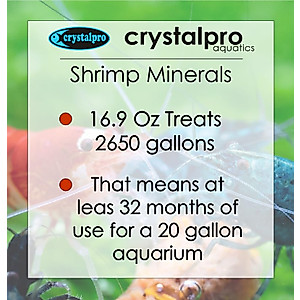 Crystalpro Shrimp Minerals 16.9 Oz-Essential Minerals for Shrimp Tanks and Invertebrates Aquarium Salt for Freshwater Tank (500 ml) Treats 2650 Gallons