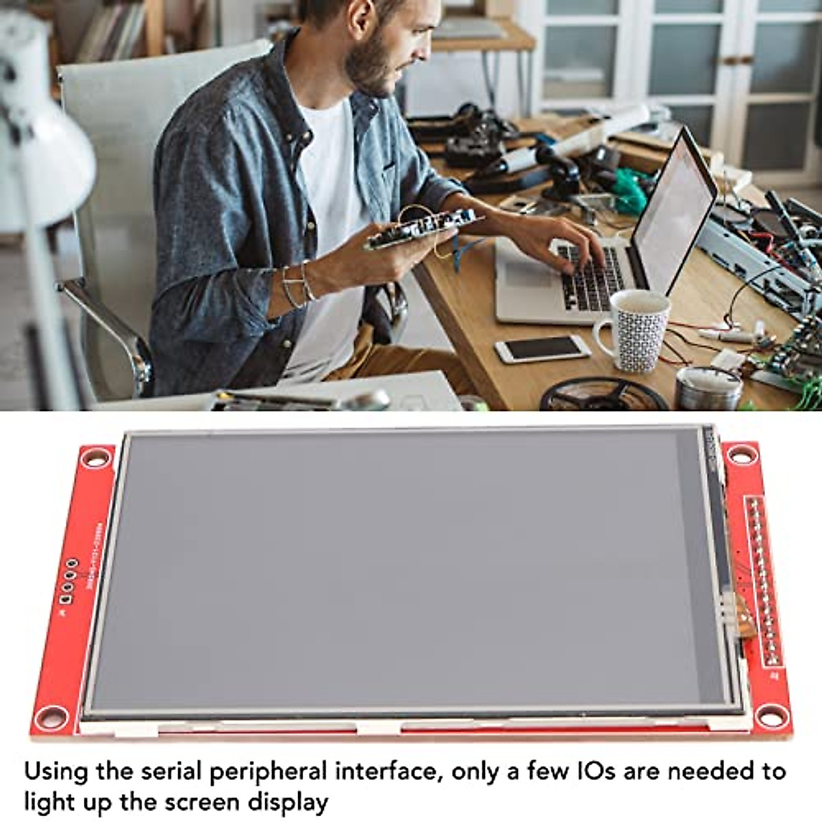 Jopwkuin TFT LCD Touch Screen Display, Optional Touch Function 480x320 HD ILI9488 Driver SPI Serial TFT LCD Display Module 14pin for Industry