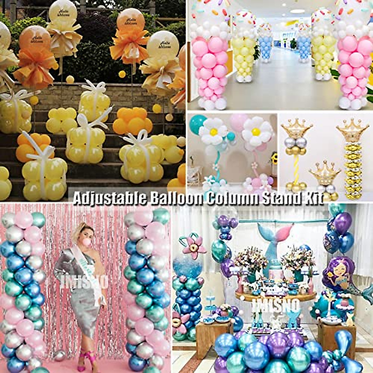 Adjustable Balloon Column Stand Kit for Floor- Set of 2,Base and Telescopic Pole,Balloon Tower Backdrop Decoration for Wedding, Baby Shower, Birthday Party, or Bachelorette Parties