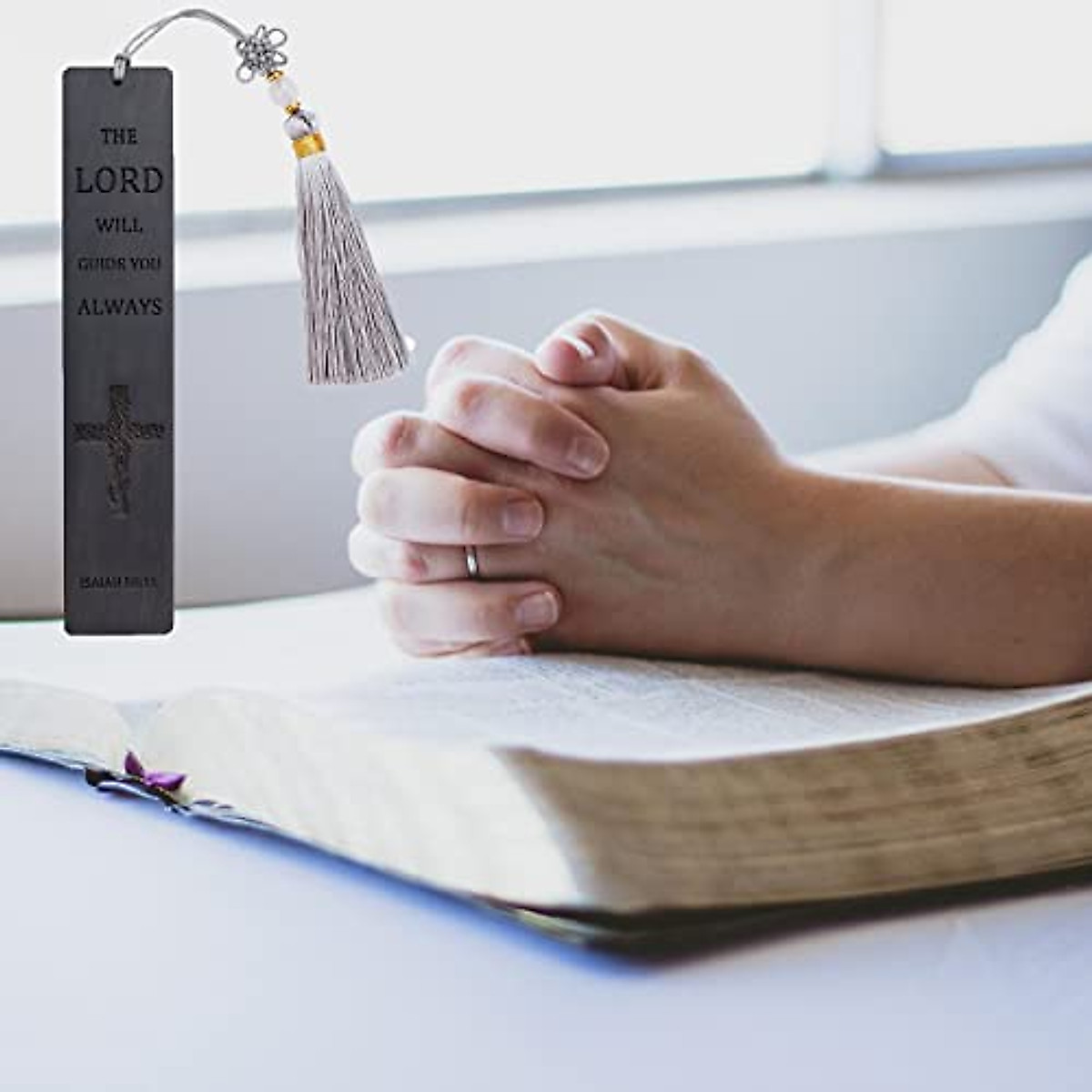 Bible Verses Bookmarks, Inspirational Christian Gifts for Men Women, Religious Gifts for Book Lover (The Lord Will Guide You Always - Black)