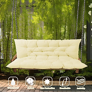 MYRINQ Porch Swing Cushions Waterproof Outdoor Swing Cushions with Backrest 2-3 Seater Swing Replacement Cushions for Outdoor Furniture Garden Backyard (Navy Blue, 40x 40 x 4 inches)