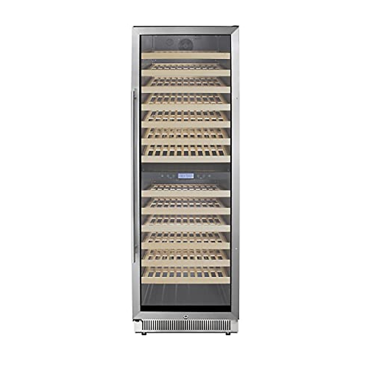 Summit Appliance SWC1966B 24" Wide Dual Zone Wine Cellar For Built-In or Freestanding Use with Glass Door with Stainless Steel Trim, Digital Thermostat, Wooden Shelving and Factory-Installed Lock