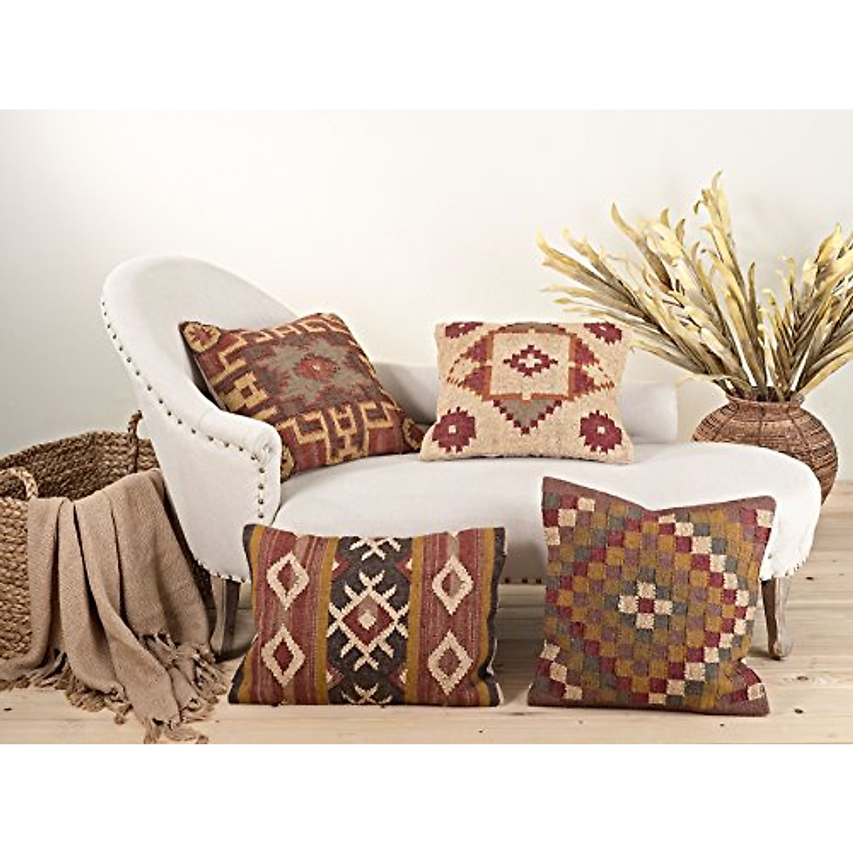 SARO LIFESTYLE 571.M20S 1-Piece Kilim Design Pillow Set, 20-Inch, Multicolor, Square