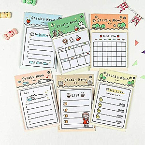 DzdzCrafts Cat Weekly Daily Monthly Planner Check List 6-Packs 180 Sheets 3.4" x 5.2" Sticky Notes Notepads Self-Stick Memo Pads