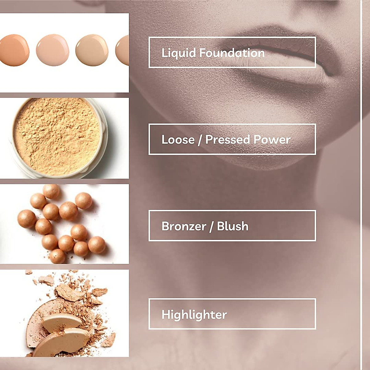 ELYSIAN - Professional Cosmetics Applicator / Kabuki Brush - Face or Body - curved & large Makeup / Body Brush - Powder, Bronzer, Foundation, Oil, Creams - Gold