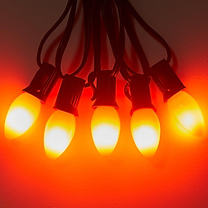 Minetom 25 Pack C7 Led Christmas Lights Bulb Replacement Light Bulbs Orange Commercial Light Bulbs，C7/E12 Candelabra Base Fits C7 Christmas Halloween Indoor Outdoor String Lights