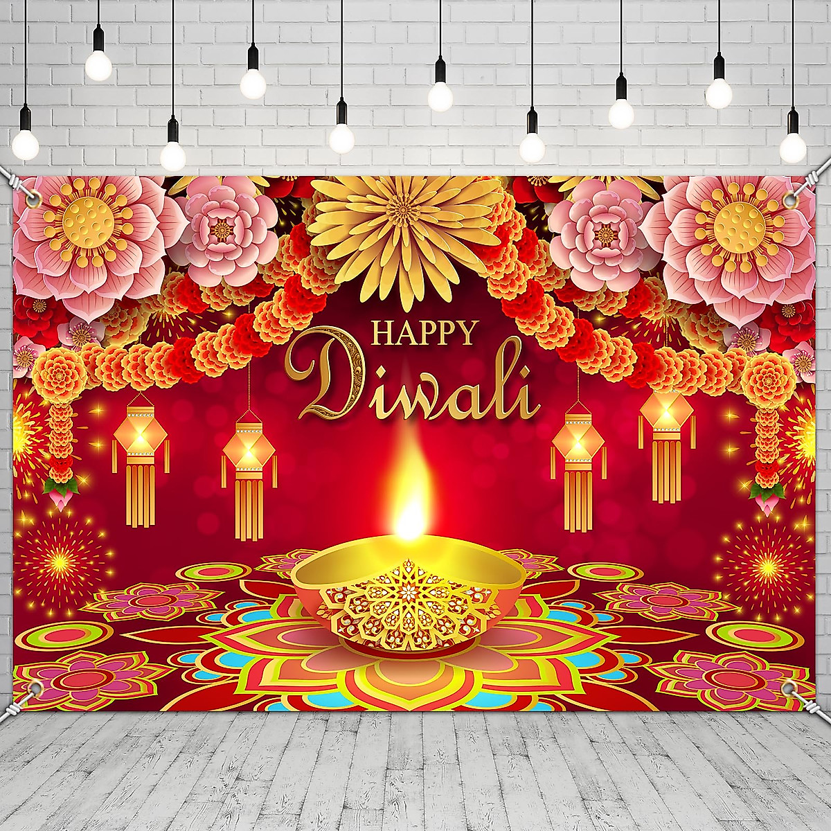 Diwali Backdrop, Happy Diwali Banner Festival of Lights Diwali Decorations Backdrop Diwali Banner of India Light Festival Diwali Celebration Party Supplies Diwali Decorations for Home