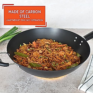 IMUSA USA 14" Traditional Nonstick Coated Wok with Triangle Helper Handle