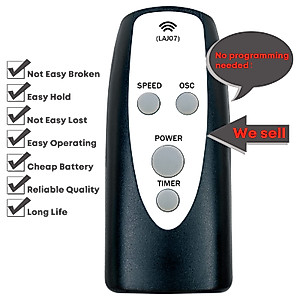 Replacement Remote Control for Lasko 2033667 2033667A M16950 M18950 S18961 S18635 U35115 U35120 2510 2511 2711 T38301 T32200 T36211 T37900 T38305 Oscillating Tower Fan