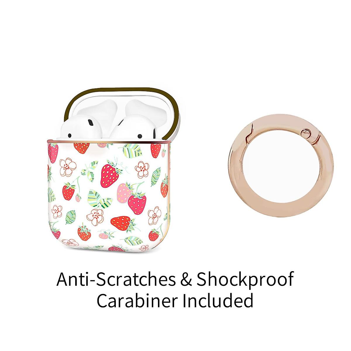 Berkin Arts Compatible with AirPods 1st Generation Case, AirPods 2nd Generation Case Ultra Slim Protetive Cover with Keychain Pop Surrealism Strawberry