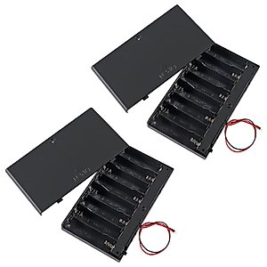 AITIAO 2Pcs 8 x AA Battery Holder Case Box 8 x 12V AA Battery Storage Box Battery Container Case with Cover ON/Off Switch and Wire