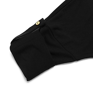 PESION Womens Off The Shoulder Tops Sexy Shiny Shirts Long/Short Sleeves Fashion Graphic T-Shirts Blouses, Black+ Gold Large