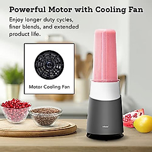 Tribest PB-410GY-A Personal Blender for Shakes and Smoothies with Portable Blender Cups, Gray