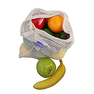 Earthwise Reusable Cotton Produce Bags Premium Set of 12 Grocery Bags Durable, Eco Friendly Material for Fruit and Vegetable Transport and Storage