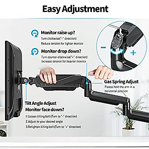 MOUNTUP Triple Monitor Desk Mount, 3 Monitor Stand for Three Max 27 Inch Computer Screen, 4.4-19.8lbs Heavy Duty Gas Spring Triple Monitor Arm Holder, VESA Bracket with Clamp/Grommet Base, Black