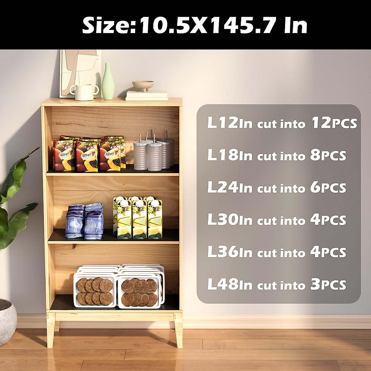 Pantry Shelf Liners for Wire Shelving - Thick Shelf Liner Roll 14 INCH x 15 FEET, EVA Waterproof Janeart Kitchen Liner, Non-Adhesive Cabinet Liner, Easy to Trim Durable Drawer Liner (Black)