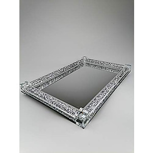 BANQLE Mirrored Vanity Trays, Perfume Trays for Dresser, Glass Decorative Trays for Home Decor, Silver Jewelry Trays