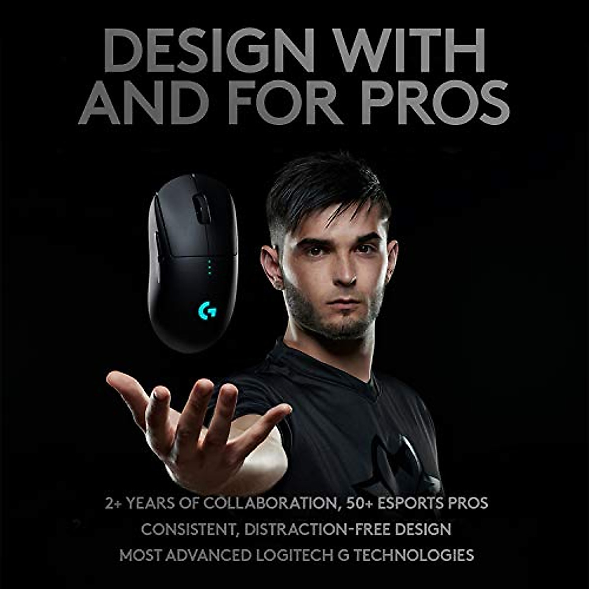 Logitech G PRO Wireless Gaming Mouse, Hero 16K Sensor, 16,000 DPI, RGB, Ultra Lightweight, 4 to 8 Programmable Buttons, Long Battery Life, On-Board Memory, Built for Esport, PC / Mac - Black