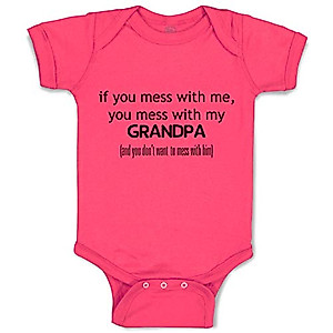 Custom Baby Bodysuit You Mess with Me Grandpa Grandfather Funny Cotton Boy & Girl Baby Clothes Hot Pink Design Only Newborn