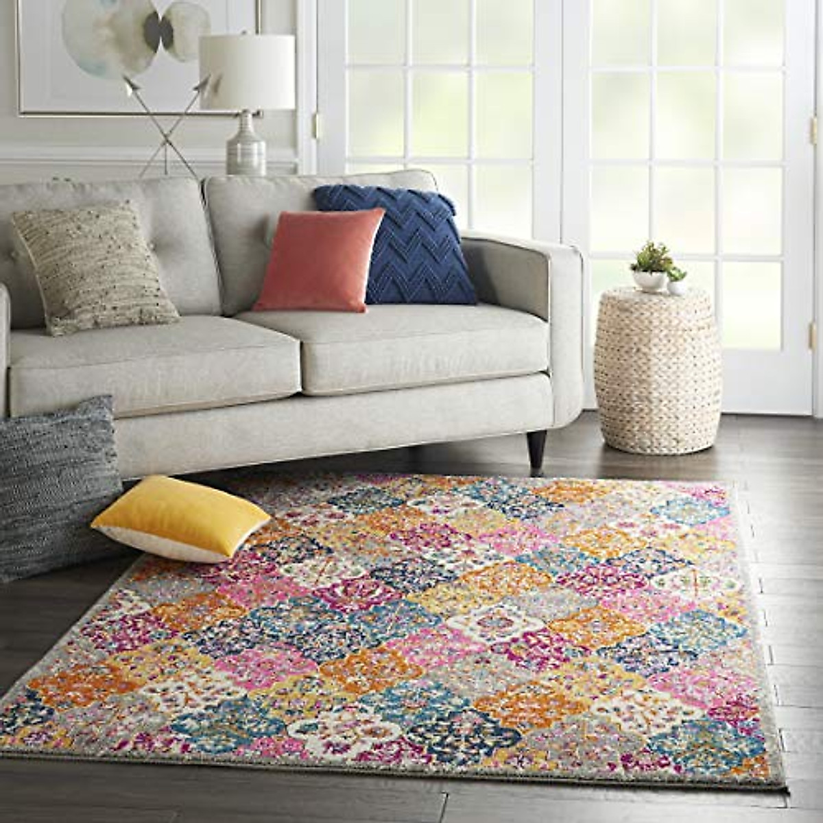 Nourison Passion Bohemian Multicolor 5'3" x 7'3" Area -Rug, Easy -Cleaning, Non Shedding, Bed Room, Living Room, Dining Room, Kitchen (5x7)