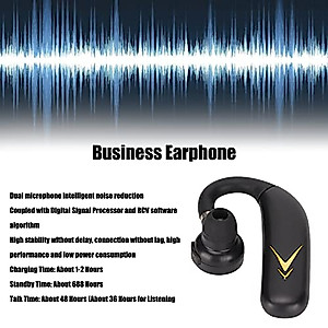Lazmin112 Wireless Bluetooth Headphone, Deep Bass Noise Cancelling Ear Hanging Type Earphone, Double Rotation and Adjustable Angle, for Business/Office/Sports