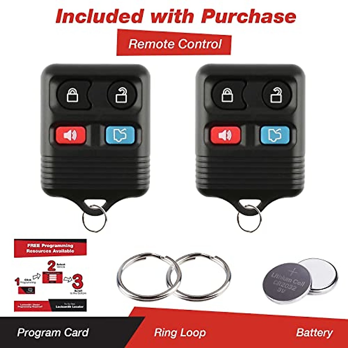 2 KeylessOption Replacement Keyless Entry Remote Control Key Fob Clicker Transmitter - Black