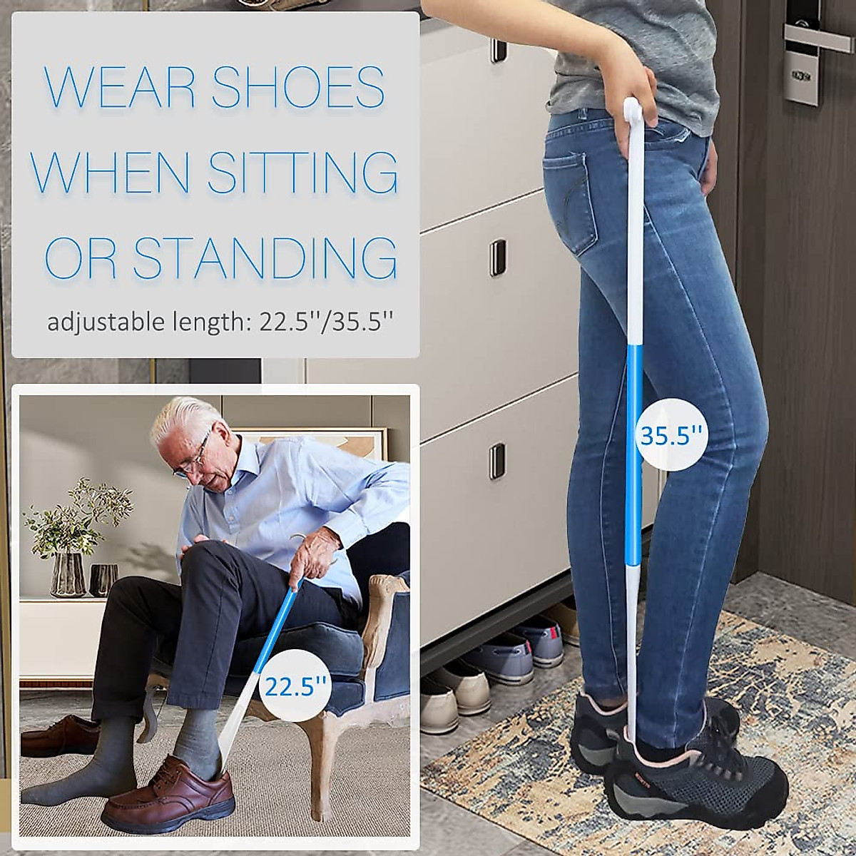 6PC Hip Kit, Hip Replacement Kit After Surgery,Hip Kit for Seniors Total Hip Replacement Prime-Grabber, Sock Aid,Shoehorn&Dressing Stick,Leg Strip,Back Scratcher,Bath Loofah, Hip Kit with Leg Lifter