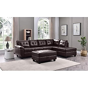 Glory Furniture Gallant Faux Leather Sectional in Cappuccino