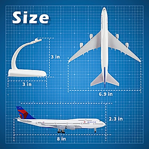 Lose Fun Park 1/300 Diecast Airplanes American Delta Airplane Model Airplane Boeing 747 Model Plane for Adults Collection Office Desktop Decoration Birthday Gift