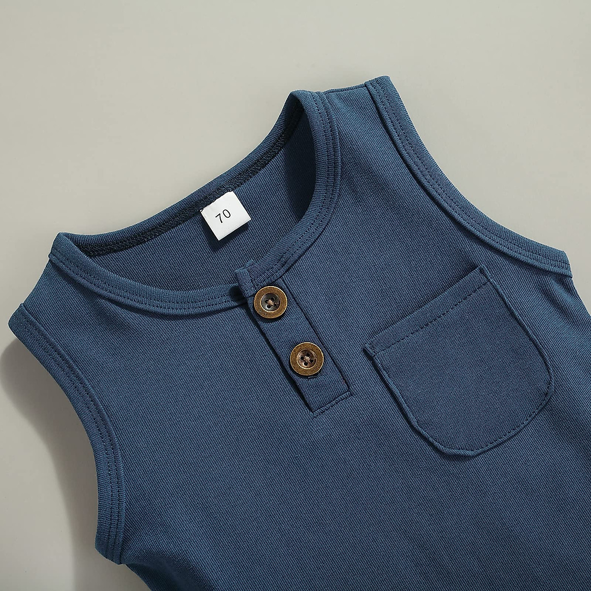 CIYCUIT 2Pcs Baby Boy Summer Clothes Infant Toddler Solid Color Sleeveless Tank Tops Shorts Set Blue 12-18 Months